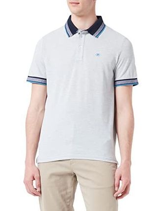 Tom Tailor Hommes Polo piqué avec logo brodé 1033406, 27054 - Offwhite Streaky Two Tone, M