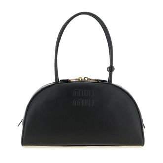 Miu Miu Embossed Logo Curved Shoulder Bag - - Bags - Damen - Schwarzk - ONE SIZE