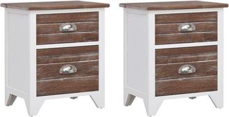 vidaXL Table de chevet 2 pcs avec 2 tiroirs Marron et blanc Vidaxl