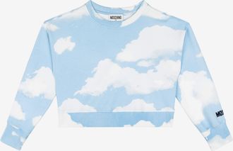 Moschino Sweat-shirt en coton Allover Clouds - Bleu