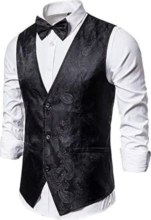 Generic Gilet en sequins argent pour homme | Gilets pour homme d&eacute;contract&eacute;s, gilet lumineux &agrave; col en V, gilet l&eacute;ger, gilet &agrave; bouton unique, veste formelle, gi