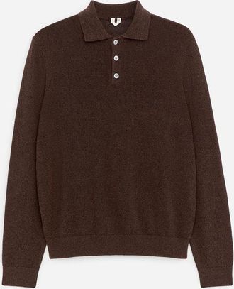 Arket Poloshirt Aus Leinenmischung -Braun
