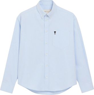 Ami Chemise Coupe Boxy Col Boutonn&eacute; Et Ami De Coeur Brod&eacute;