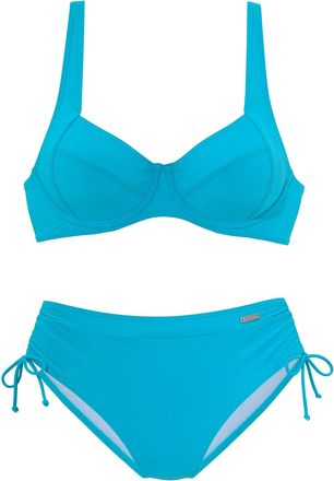 Lascana Damen B&uuml;gel-Bikini in modischen Farben, mit verstellbaren Tr&auml;gern, etwas h&ouml;her geschnittene Hose, seitlich zum Raffen