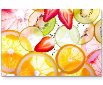 Paul Sinus Art Leinwandbilder | Bilder Leinwand 120x80cm Obst in Scheiben