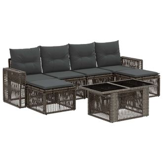 vidaXL Set Divano Da Giardino 7 Pz Grigio E Grigio Scuro Polyrattan Vidaxl