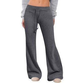 Generico Pantalon de surv&ecirc;tement uni pour femme avec poches, jambes fusel&eacute;es, pantalon de jogging, pantalon de course &agrave; pied jambe droite, pantalon de jogging 