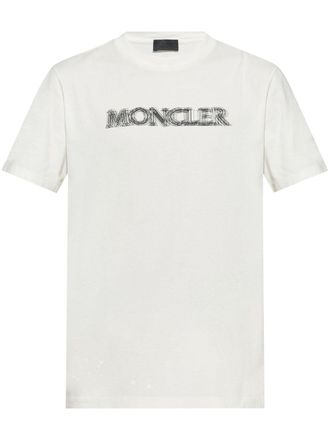 Moncler t-shirt à logo flouté - Blanc