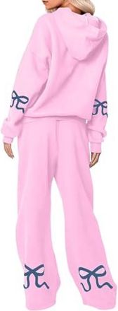 Generic 2026 Ensemble Sweat Shirt 2 Pi&egrave;ces Y2K &agrave; Capuche et Sweat Shirt Oversize &agrave; Imprim&eacute; Noeud Tenues dautomne