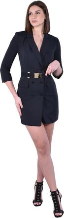 Elisabetta Franchi Femme, Robes, Noir, Taille: 38 FR Robe en tissu bi-&eacute;lastique technique avec ceinture