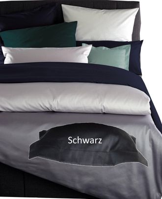 Curt Bauer Bettw&auml;sche Uni Mako Satin 0000, Gr. 140x200 + 70x90 cm, Fb. 3318 schwarz