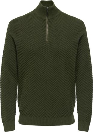 Only & Sons Onsmace Reg 12 Herringbon Half Zip Knit