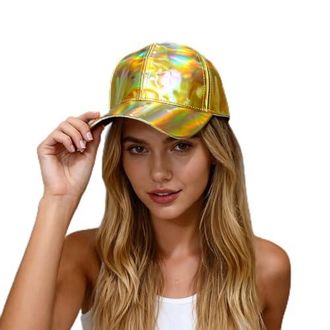 Generic Chapeau unisexe &agrave; visi&egrave;re style hip-hop avec casquette de baseball color&eacute;e pour, or, taille unique