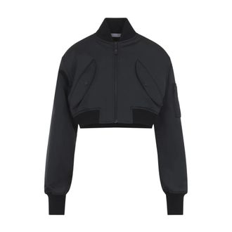 Balenciaga Cropped Bomber Jacket - - Jackets - Damen - Schwarzk - 2XS