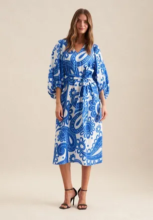 Seidensticker Sommerkleid Schwarze Rose 3/4 V-Neck Paisley