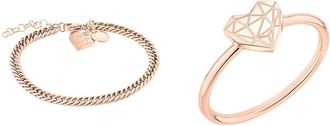 Liebeskind Armband LJ-0856-B-21 IP Roségold & Ring LJ-0866-R-56 IP Roségold