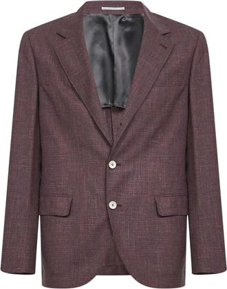 Brunello Cucinelli Homme, Vestes, Brun, Taille: M Blazer crois&eacute; Prince de Galles