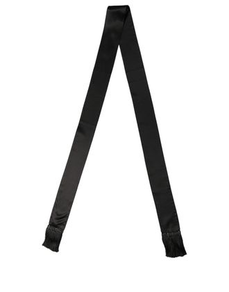 Dolce & Gabbana Satin Silk Skinny Fringed Scarf - Black