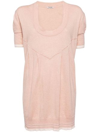 Miu Miu haut en maille à bords rayés - Rose