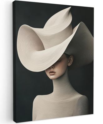 MuchoWow &copy; Bild auf Leinwand 30x40 cm Schlafzimmer Bilder Badezimmer Wand Deko Wohnzimmer Modern Wanddeko Bilderwand Geschenk Frau - Gewellt - Hut