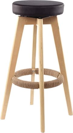 Generic Barhocker aus Massivholz, um 360 Grad drehbar, Stuhl mit handgefertigtem Hanfseil, ergonomischer Sitz