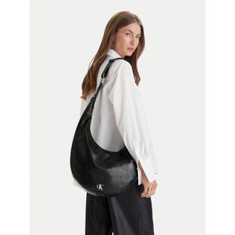 Calvin Klein Handtasche Calvin Klein Buckle Convertible Hobo Bag LV04F3446G Schwarz