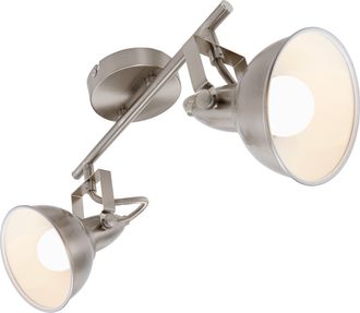 Briloner Deckenleuchte, Deckenlampe mit 2 dreh-und schwenkbaren Spots im retro / vintage Design, Metall, E14, Satin-Weiß, 30.4 x 10 x 18.1 cm