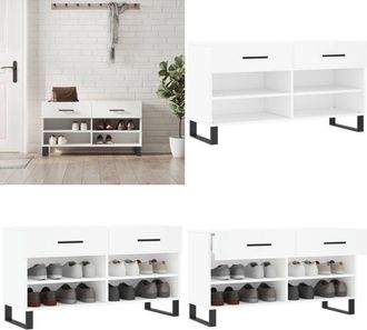 vidaXL Schuhbank Wei&szlig; 102x35x55 cm Holzwerkstoff - Schuhschrank - Schuhbank - Garderobe - Einbauschrank - Stauraum - Home & Living