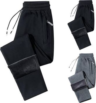 Generic Pantalon de jogging thermique pour homme avec doublure en polaire, poches zipp&eacute;es, confortable, coupe ajust&eacute;e, taille &eacute;lastique et cordon de serrage, 