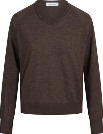 Gran Sasso Pull &agrave; col en V - Femme - Pulls - Brun - Taille: 36 FR