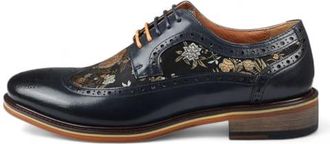 Infinity Leather Chaussures habillées Richelieu en Cuir Bleu Marine à imprimé Floral pour Hommes - Ross