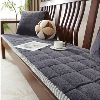 Generic Plüsch Sofa Bezug Sofa Bezug 1 2 3 4-Sitzer, Sofaschoner rutschfest Sofa Überzug Ecksofa Waschbar Couchschoner Dicker Rutschfestes Fensterkissen(Grau,