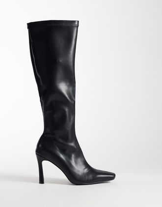 Simmi London Simmi London Casey bottes chaussette &agrave; talon hauteur genou noires
