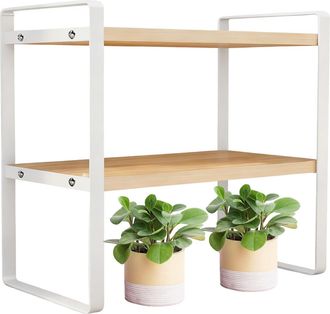 Generic Schreibtisch-B&uuml;cherregal - 2-st&ouml;ckiges Modernes Pr&auml;sentationsregal, K&uuml;chentheken-Schreibtischregal-Erh&ouml;hung F&uuml;r Zuhause, Schlafzimmer, K&uuml;che, Schrank,