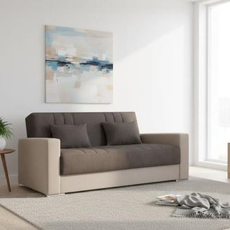 Dmora 3-Sitzer Schlafsofa Sergio 230x96 cm Beige, Stauraum