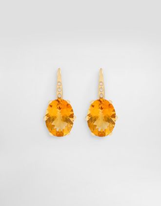 Dolce & Gabbana Anna Earrings In 18-carat Yellow Gold With Citrines And Diamonds - Frau Ohrringe Gold Onesize