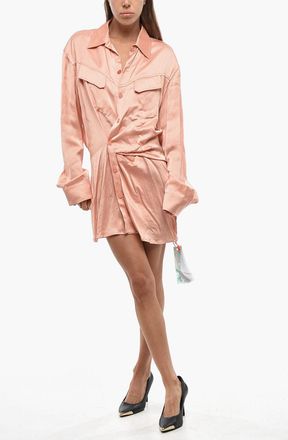 Off-white SEASONAL Satin Saharan Shirt Dress TWIST Off-White