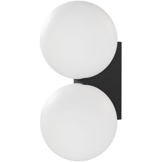 Sulion Applique Murale Salle de Bain OBI Noir ou Blanc - Double Diffuseur Verre Opalin - 2x G9 - IP44 - Design Minimaliste