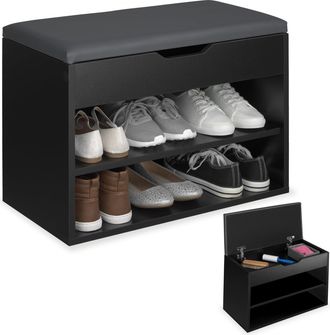 TecTake Schuhschrank mit Sitzbank, Schuhregal, Sitzbank mit Stauraum, Garderobe, Garderobenschrank, Schuhbank mit Sitzfl&auml;che, Sitzkissen Bank, Kommode Flur
