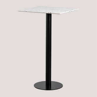 Sklum Quadratischer Stehtisch aus Terrazzo (60x60 cm) Dolce Wei&szlig;