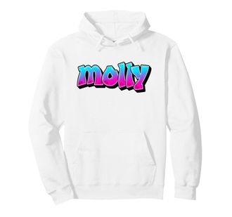 BDAZ Molly Graffiti Personalisierter Name Blau Rosa Frauen M&auml;dchen Pullover Hoodie