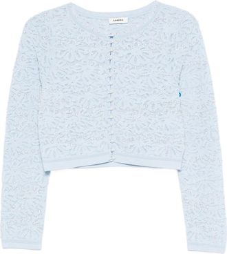 Sandro Strickmantel mit Blumenmuster - Blau