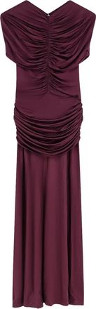 Self Portrait Femme, Robes, Rouge, Taille: 40 FR Robe Midi Fronc&eacute;e en Jersey