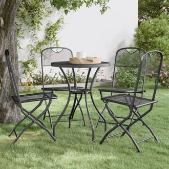 vidaXL Vidaxl - Chaises pliables de jardin 4 pcs Maille m&eacute;tallique Anthracite