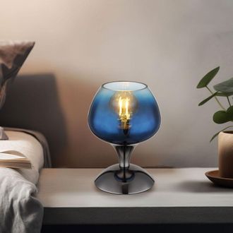 Globo Lighting Lampe de table lampe dappoint lampe de bureau m&eacute;tal chrome verre bleu design r&eacute;tro