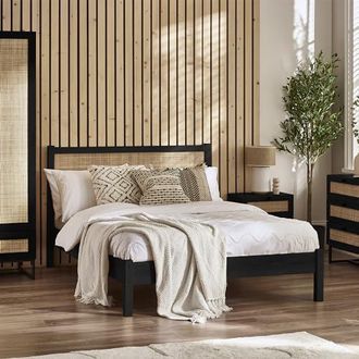 Julian Bowen Padstow Rattan-Kingsize-Bett, 150 cm, Schwarz