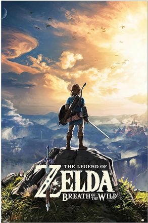1art1 The Legend of Zelda Poster Breath of The Wild, Sonnenuntergang Plakat | Bild 91x61 cm