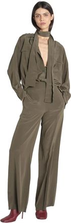 Joseph Femme, Pantalons, Vert, Taille: 38 FR Crepe de Soie Pantalons