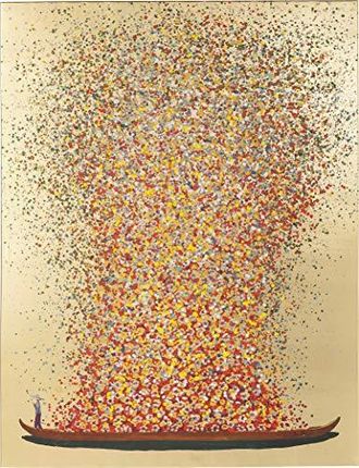 Kare Design Design Leinwandbild Flower Boat, Pink/Gold, 50x40 cm, Wandbild, Canvas, Blumen Motiv, Klein, Wohnzimmer