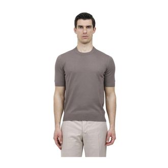Gran Sasso Geripptes Strick-T-Shirt mit Rundhalsausschnitt - - Knitwear - Herren - Grau - S